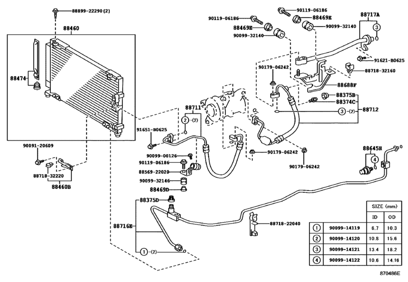 Heating & Air Conditioning - Cooler Piping for 1996 - 2001 Toyota ...