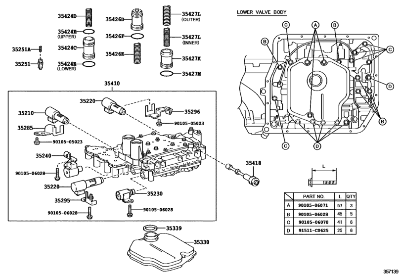 Valve Body & Oil Strainer (Atm) for 2011 - 2015 Toyota CAMRY/ VISTA ...