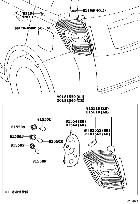 Rear Combination Lamp for 2005 - 2010 Toyota RACTIS NCP100 | Japan ...