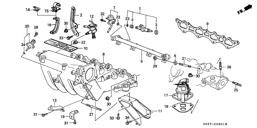 Fuel injector/ intake manifold for 1989 Honda ACCORD CA5 | General ...