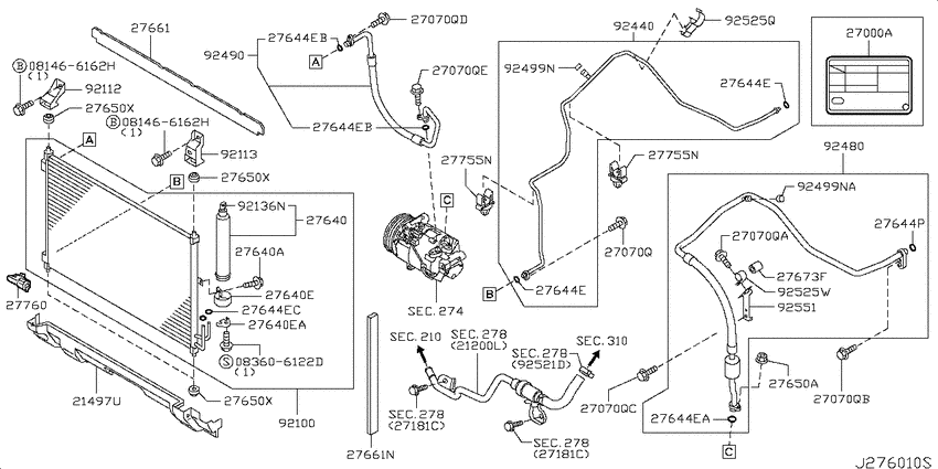 air conditioner (engine room) for 2007 - 2012 Nissan X-TRAIL T31 ...