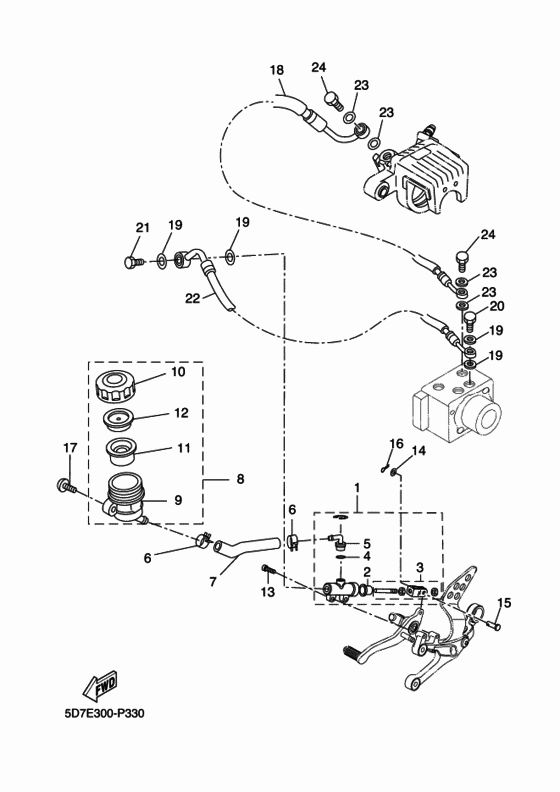 Rear master cylinder for 2015 Yamaha YZF-R125 | Europe (050) sales ...