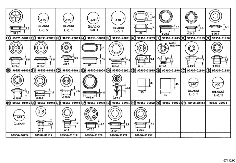Hole Plug for 2015 - 2018 Toyota LEXUS RX GYL25 | General sales region ...