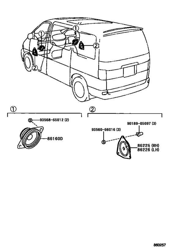 Speaker for 1997 - 1999 Toyota HIACE REGIUS RCH41 | Japan sales region ...