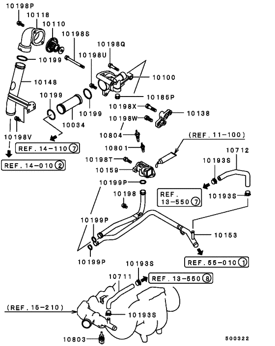 Water pipe & thermostat for 1999 - 2003 Mitsubishi L200/TRITON/SPORTERO ...