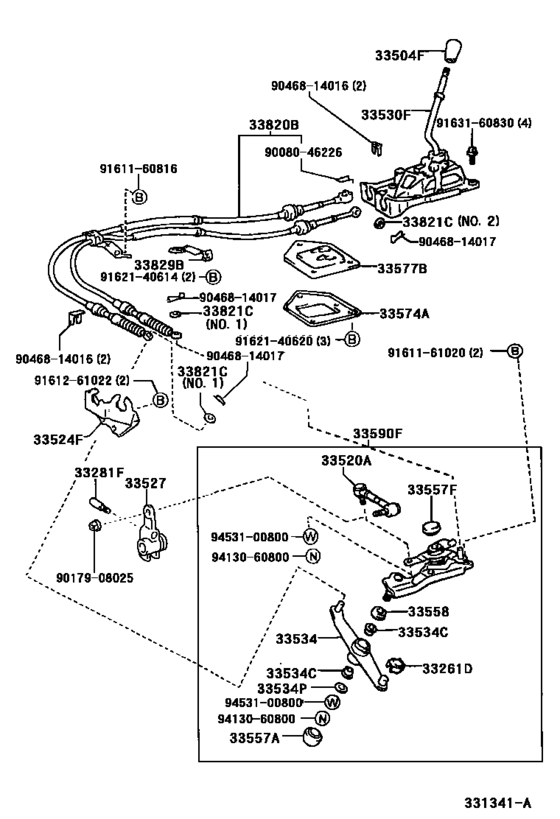 Shift Lever & Retainer для Toyota AVENSIS ZZT221, год: 2000 - 2003. OEM ...