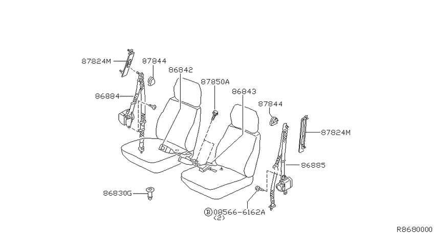 Front seat belt for 2000 - 2011 Nissan XTERRA WD22 | U.S.A. sales ...