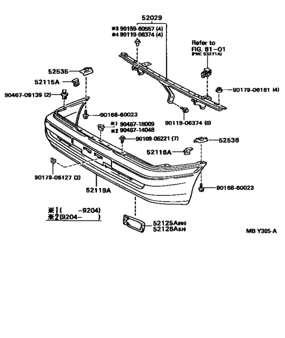 Front Bumper & Bumper Stay for 1994 - 1997 Toyota CARINA AT191 | Europe ...