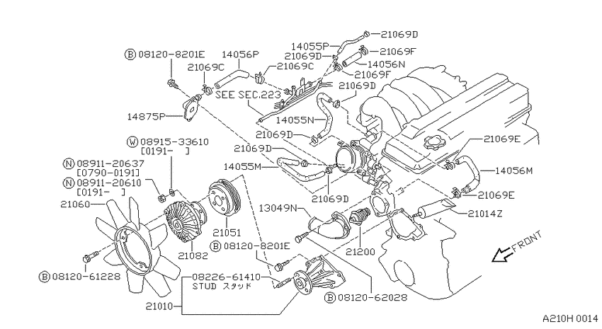 Water pump, cooling fan & thermostat for 1991 - 2011 Nissan 240SX S13 ...