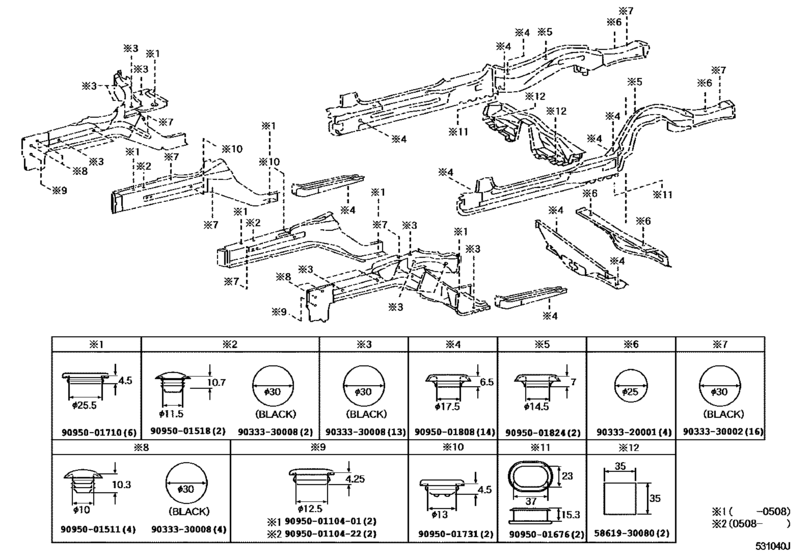 Floor Side Member for 2002 - 2005 Toyota LEXUS SC UZZ40 | Europe sales ...