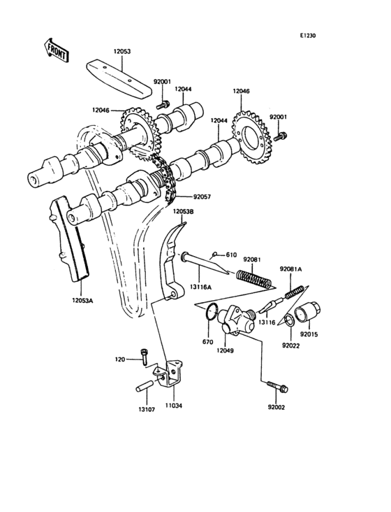 Camshaft/tensioner for 1991 Kawasaki ZX400 | Spain sales region ...