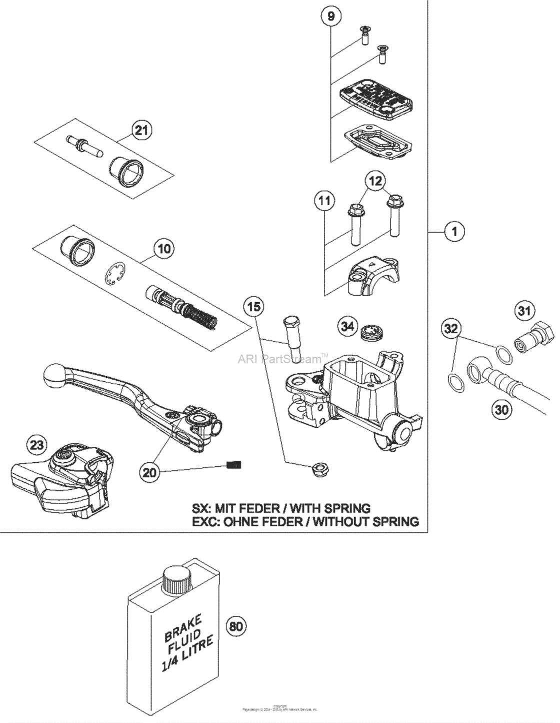 Hand Brake Cylinder для KTM 450, год: 2018. OEM запчасти - Мегазип ...