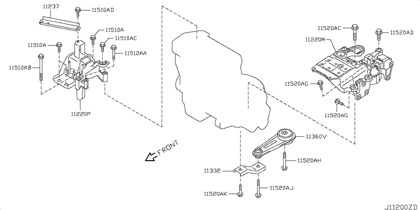 Engine & transmission mounting for 2007 - 2012 Nissan X-TRAIL T31 ...