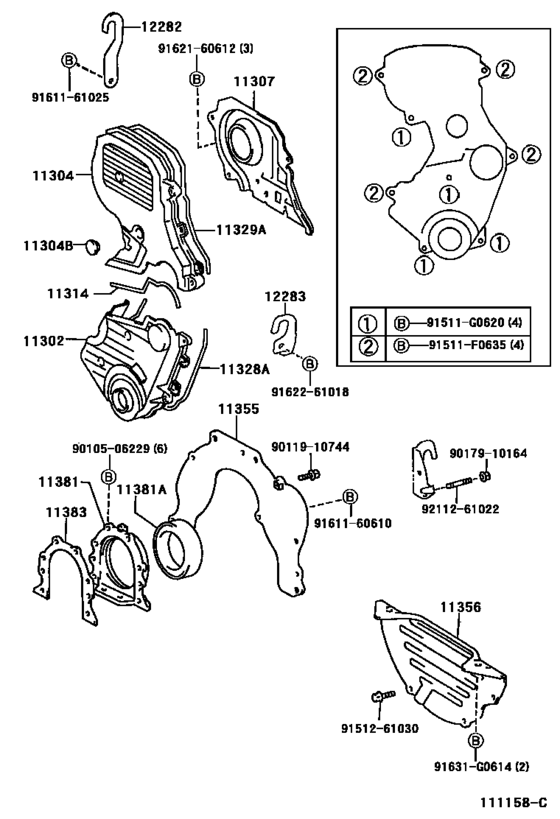 Timing Gear Cover & Rear End Plate for 2000 - 2002 Toyota VISTA/ VISTA ...