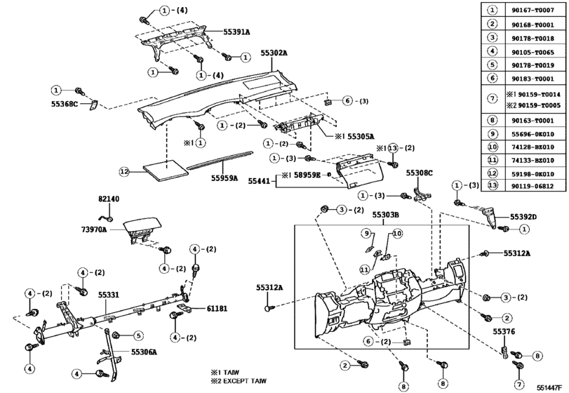 Instrument Panel & Glove Compartment for 2008 - 2012 Toyota INNOVA ...