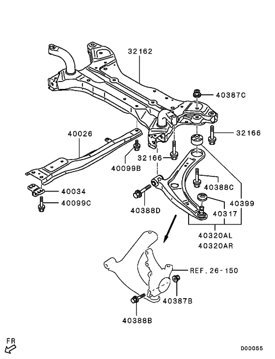 Front susp arm & member for 2009 Mitsubishi DELICA D:5 CV5W | Japan ...