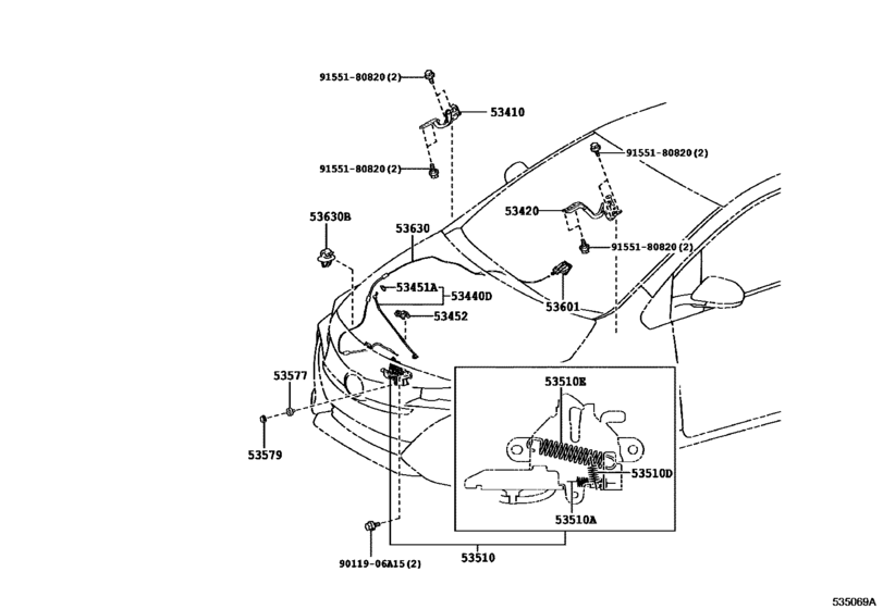 Hood Lock & Hinge for 2016 - 2018 Toyota PRIUS ZVW52 | Europe sales ...