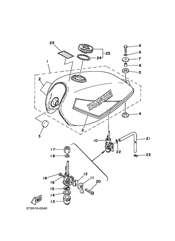 Fuel tank for 1980 Yamaha MR50 | Japan (010) sales region, Competition ...