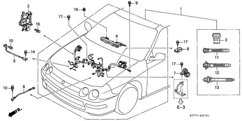 Engine wire harness for 2000 Honda INTEGRA DC2 | General sales region ...