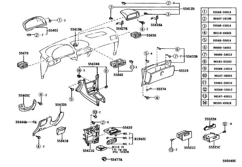 Instrument Panel & Glove Compartment for 1999 - 2001 Toyota COROLLA ...