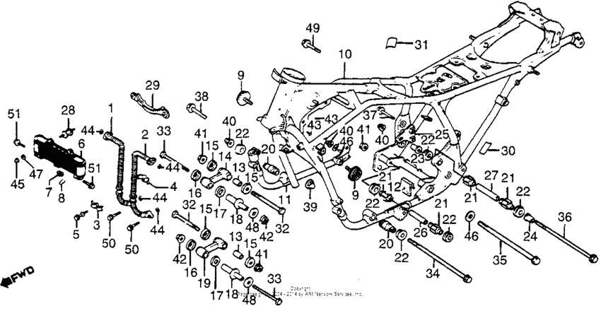 Frame + oil cooler for 1983 Honda CB1000 | USA sales region, , 13582396 ...