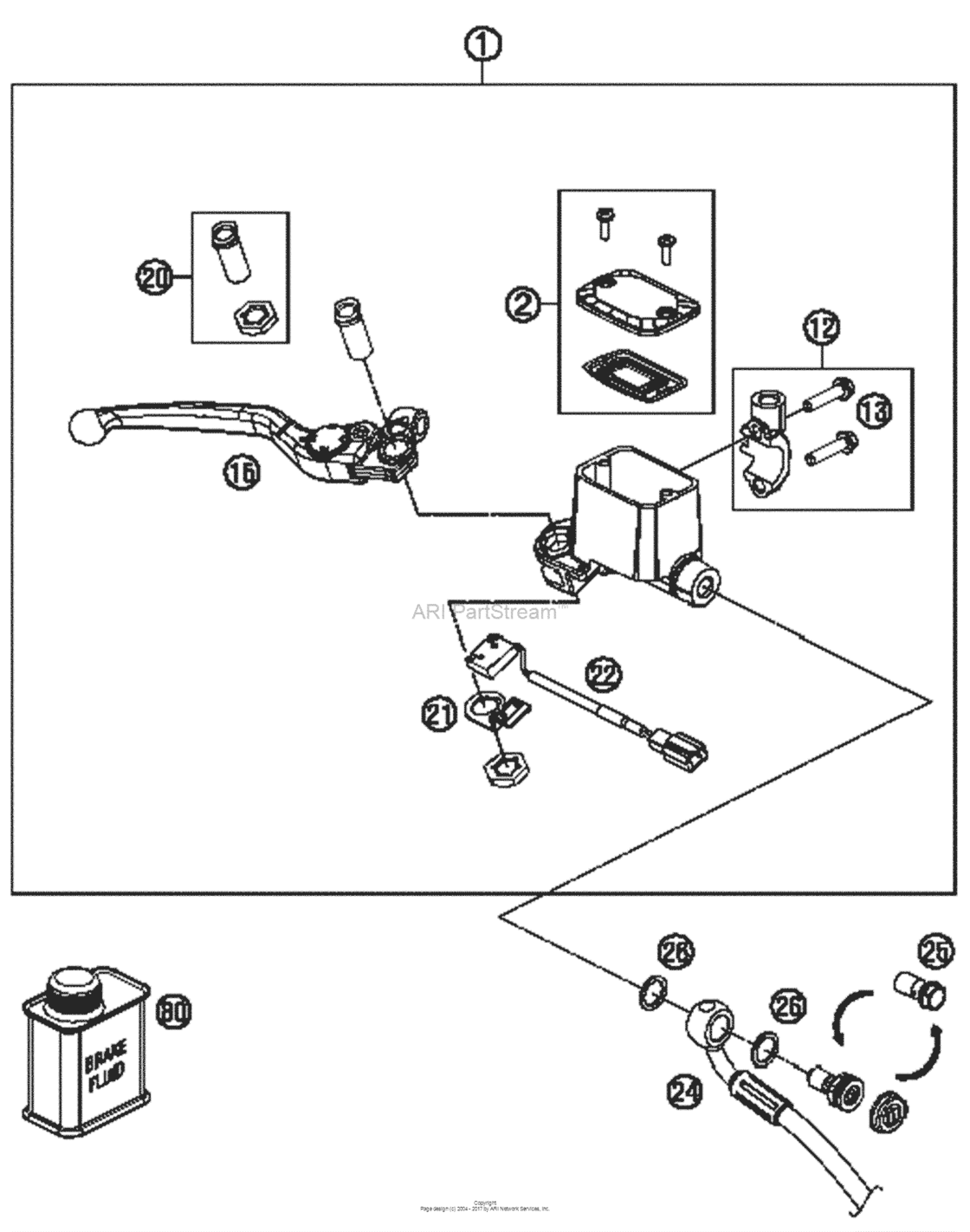 Hand Brake Cylinder for 2017 KTM 690 | US/EU sales region, , 18106679 ...