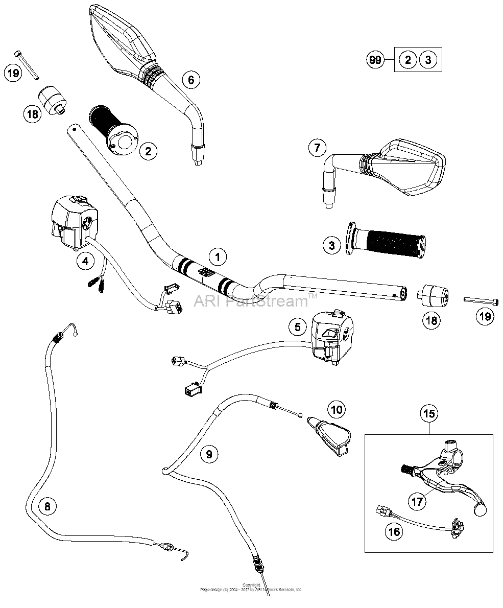 Handlebar, Controls for 2017 KTM 390 DUKE | US/EU sales region ...