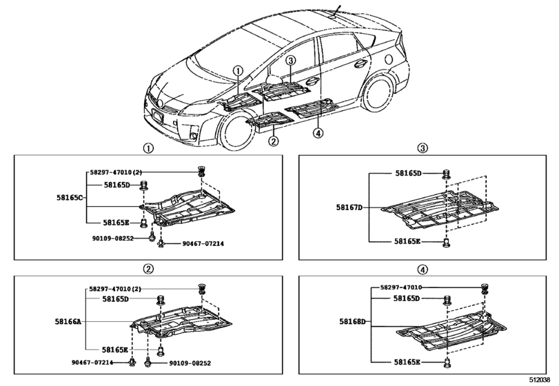 Suspension Crossmember & Under Cover for 2011 - 2015 Toyota PRIUS ZVW30 ...
