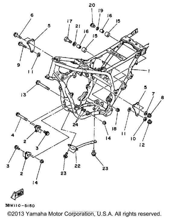 Frame for 1985 Yamaha TRI-ZINGER | USA sales region, , 14513279-809196