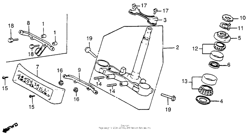 Steering stem for 1980 Honda CB750 | USA sales region, , 13590733-786508
