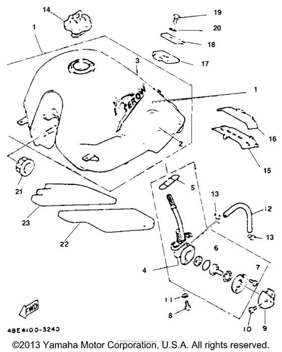Fuel tank for 1993 Yamaha XT225 XT225 (SEROW) | USA sales region ...