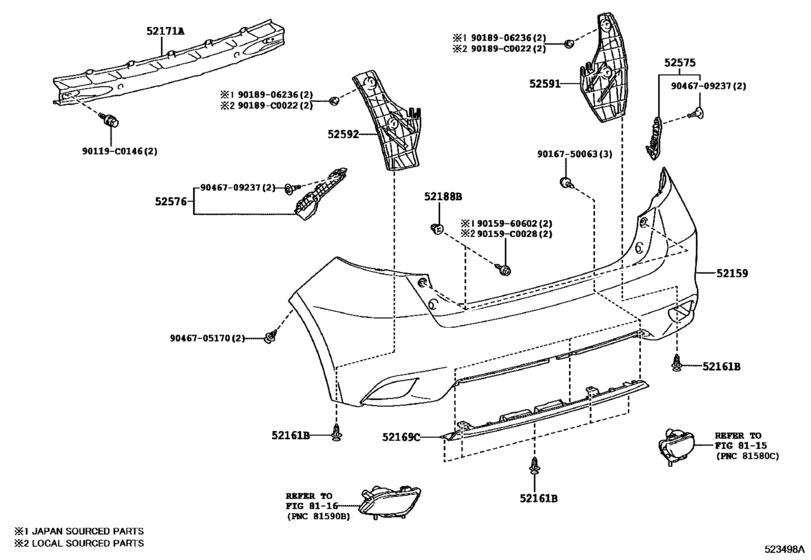 Rear Bumper & Bumper Stay for 2017 - 2018 Toyota VIOS NSP151 | General ...