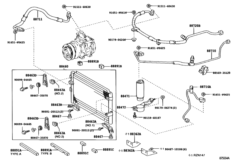 Heating & Air Conditioning - Cooler Piping for 2001 - 2005 Toyota HILUX ...