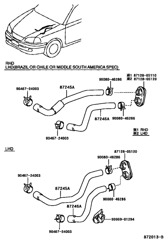 Heating & Air Conditioning - Water Piping for 1997 - 2003 Toyota ...