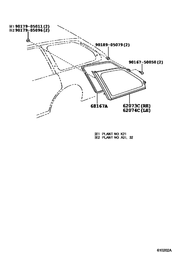 Quarter Window for 1996 - 2000 Toyota COROLLA AE101 | Japan sales ...