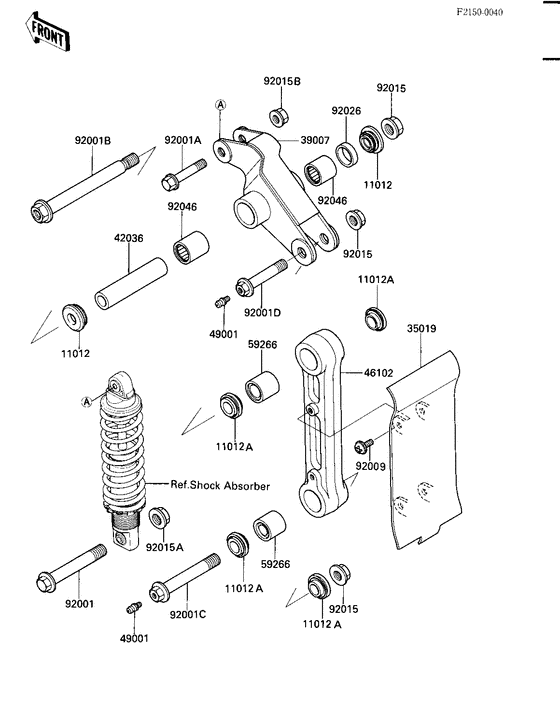 Rear suspension for 1984 Kawasaki KX500 | USA sales region, , 10409189 ...
