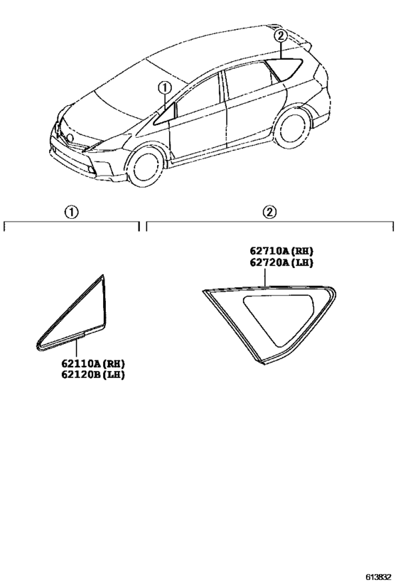 Quarter Window for 2011 - 2018 Toyota PRIUS ZVW40 | Japan sales region ...