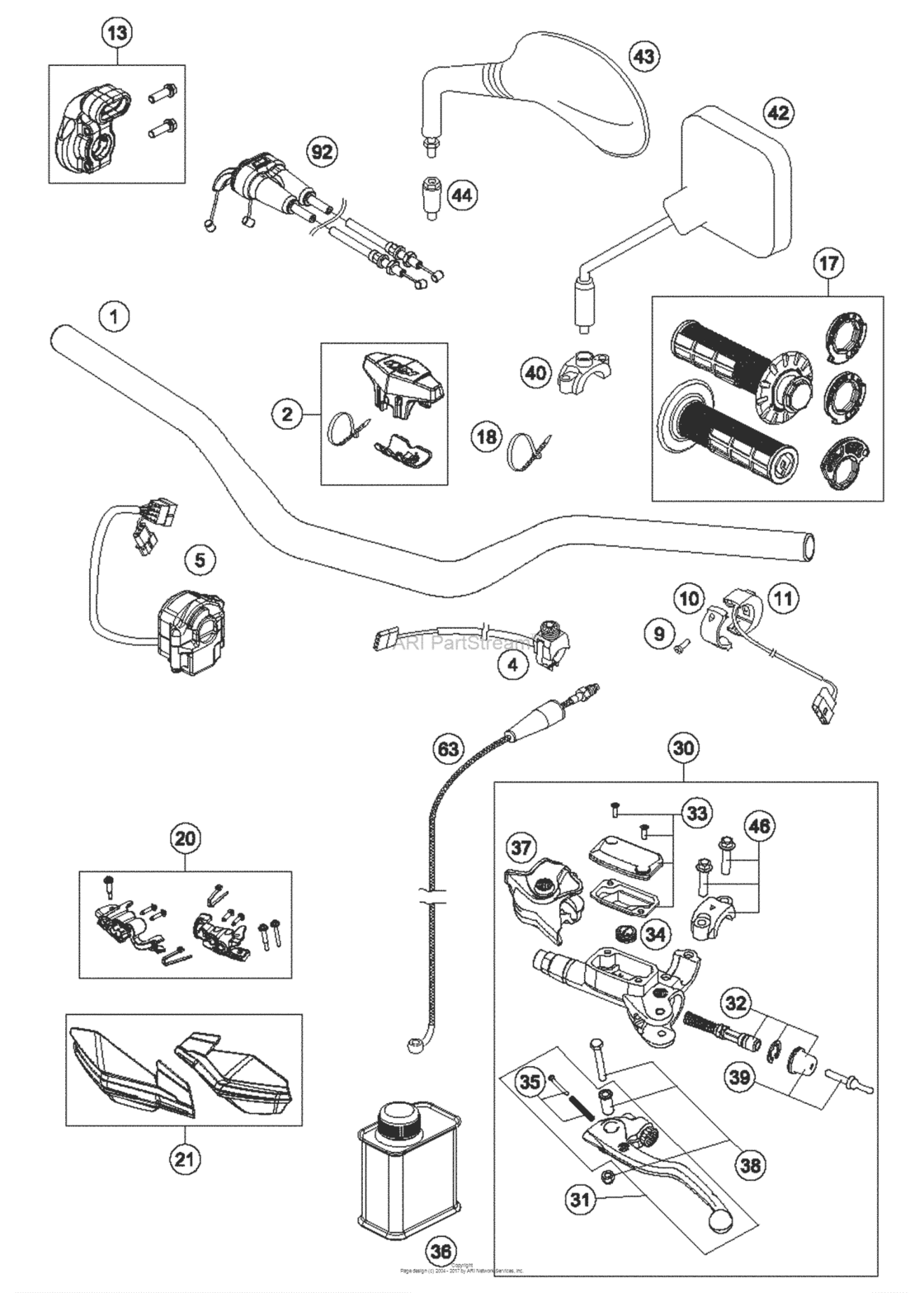 Руль & Тросики для KTM 350, год: 2018. OEM запчасти - Мегазип (регион ...