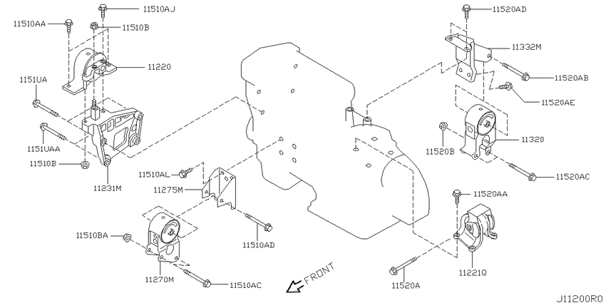 Engine & transmission mounting for 2006 - 2007 Nissan PRESAGE U31 ...