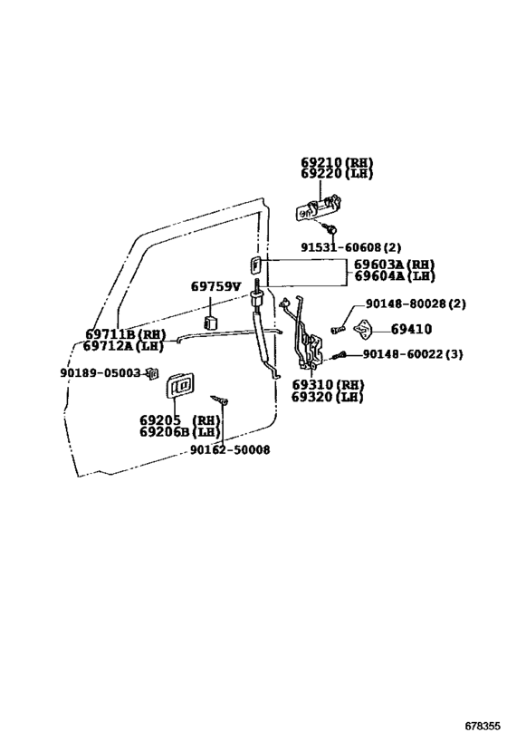 Front Door Lock & Handle for 2014 - 2015 Toyota LAND CRUISER GRJ76 ...