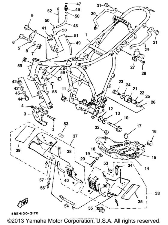 Frame for 1993 Yamaha XT225 XT225 (SEROW) | USA sales region ...