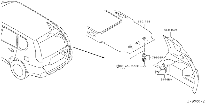 Rear trimming for 2007 - 2012 Nissan X-TRAIL T31 | Japan sales region ...