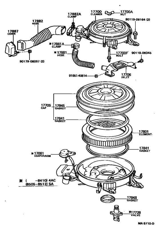 Air Cleaner for 1983 - 1984 Toyota COROLLA AE71 | General sales region ...