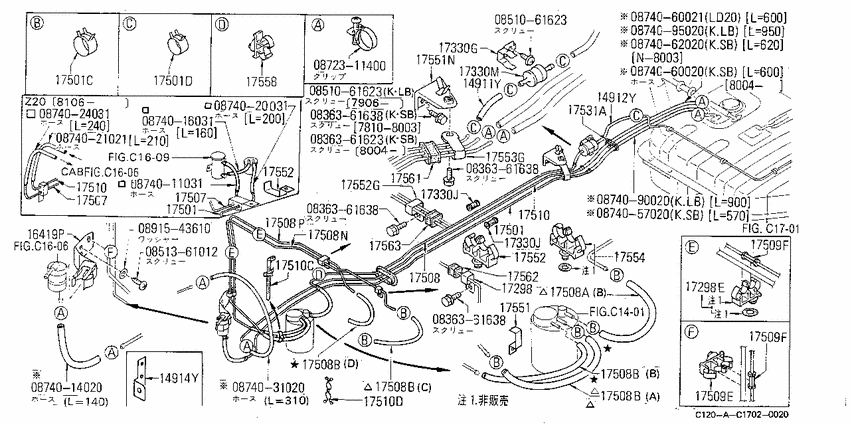 Fuel piping for 1980 - 2012 Nissan VANETTE C120 | Japan sales region ...