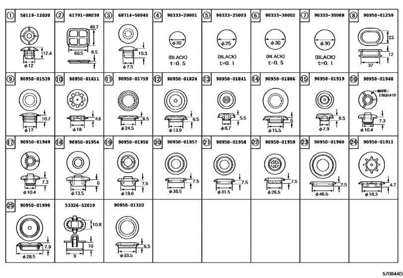 Hole Plug for 2013 - 2018 Toyota RAV4/VANGUARD ASA44 | U.S.A. sales ...