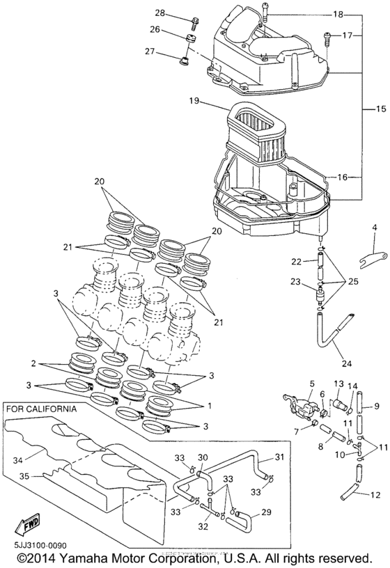 Intake for 2001 Yamaha YZF-R1 | United States (California) sales region ...