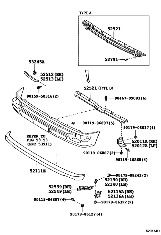 Front Bumper & Bumper Stay for 1995 - 2004 Toyota TACOMA VZN150 | U.S.A ...