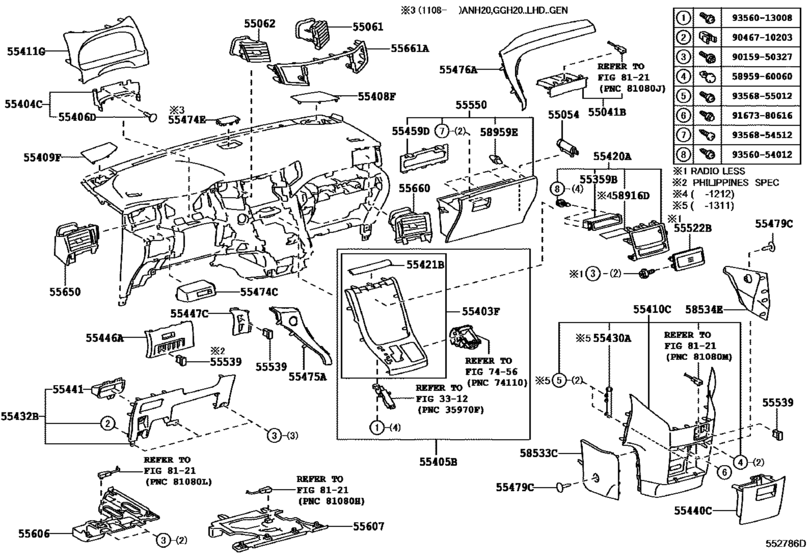 Instrument Panel & Glove Compartment for 2010 - 2015 Toyota ALPHARD ...