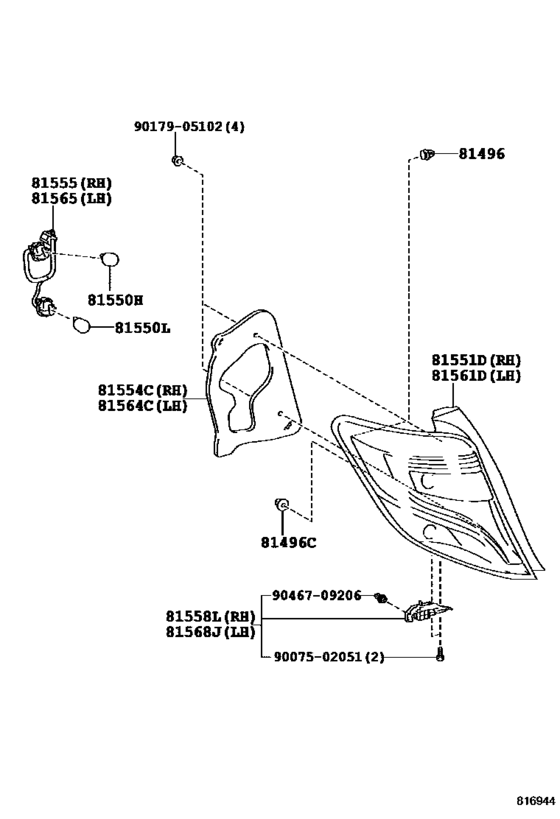 Rear Combination Lamp for 2014 - 2018 Toyota YARIS/ ECHO/ VIOS/ LIMO ...