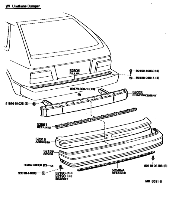 Rear Bumper & Bumper Stay for 1983 - 1984 Toyota STARLET KP61 | Japan ...
